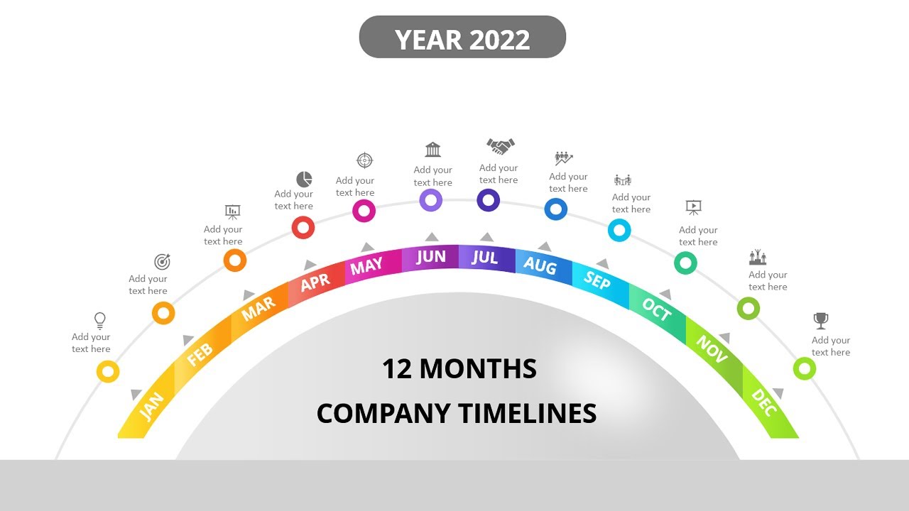 Create 12 Months Timeline Slide in PowerPoint. Tutorial No. 849