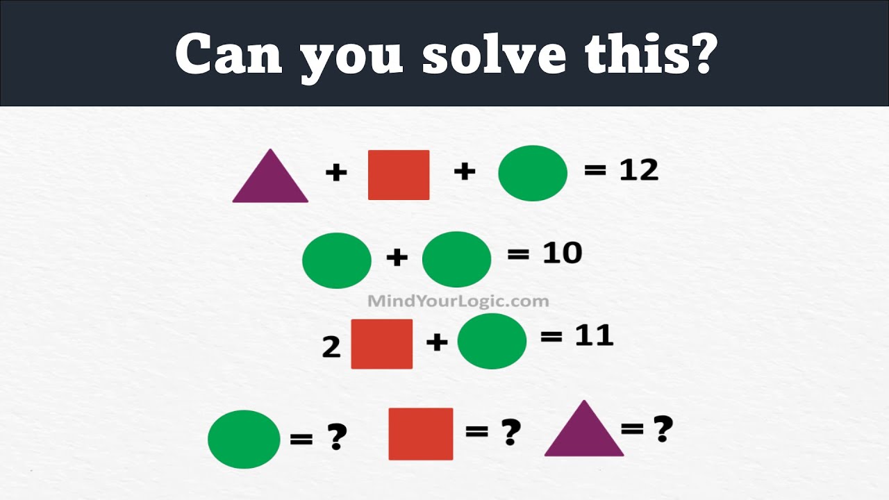 Triangle Circle Square Math Equation Puzzle