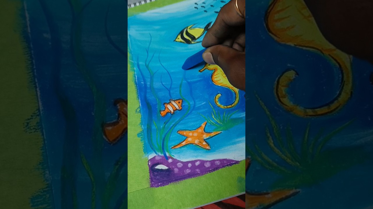 Under the ocean 🐳 🌊 living creatures 🐠🐡🦐drawing #shorts #art #drawing #youtubeshorts #painting