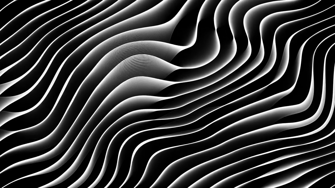 4K Abstract Wavy Lines Animation | Black & White Motion Background | 50 FPS