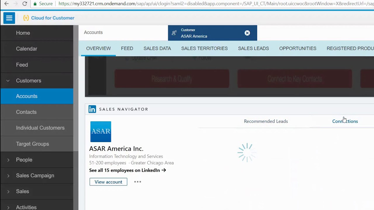 SAP Sales Cloud (C4C) integration with LinkedIn Sales Navigator