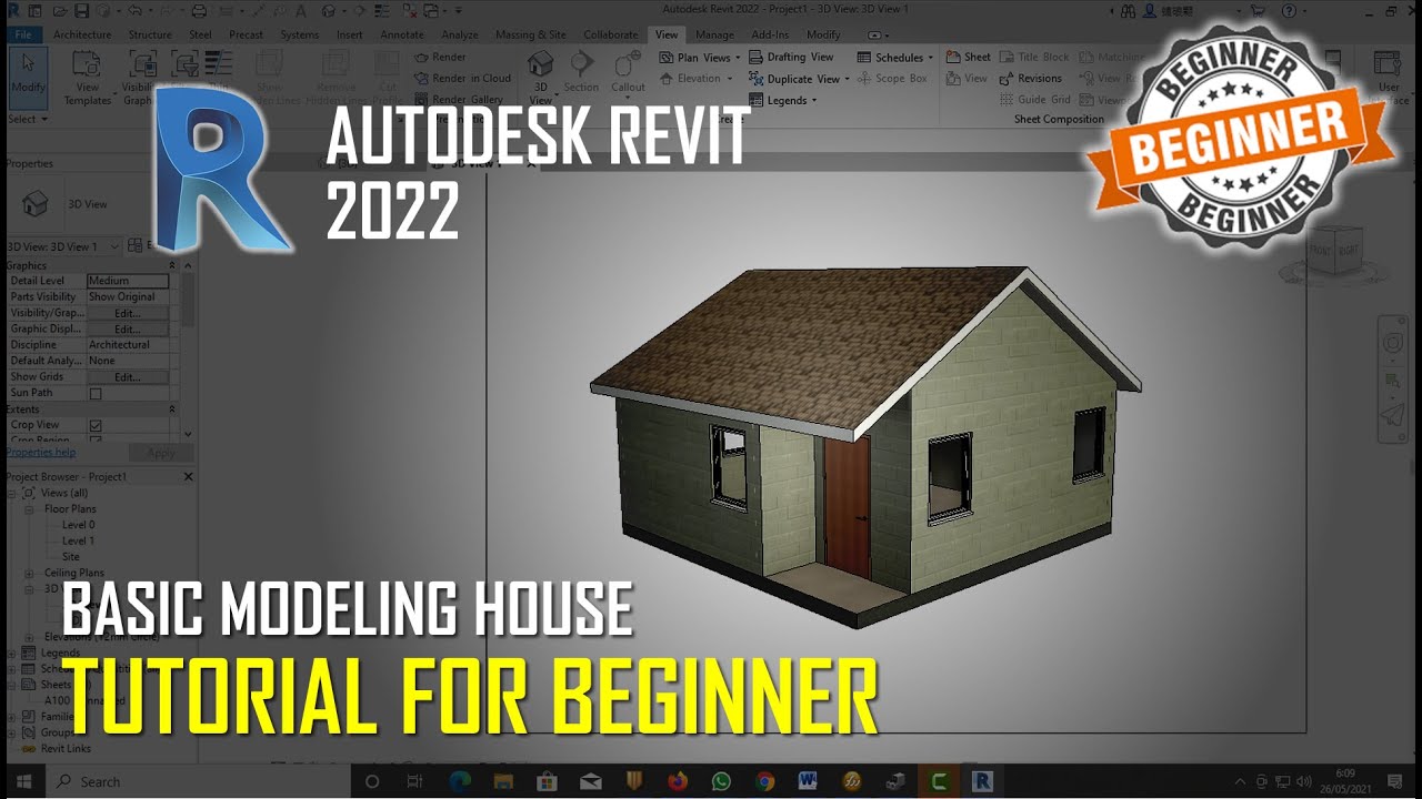 Autodesk Revit 2022 Basic Modeling Tutorial For Beginner [COMPLETE]