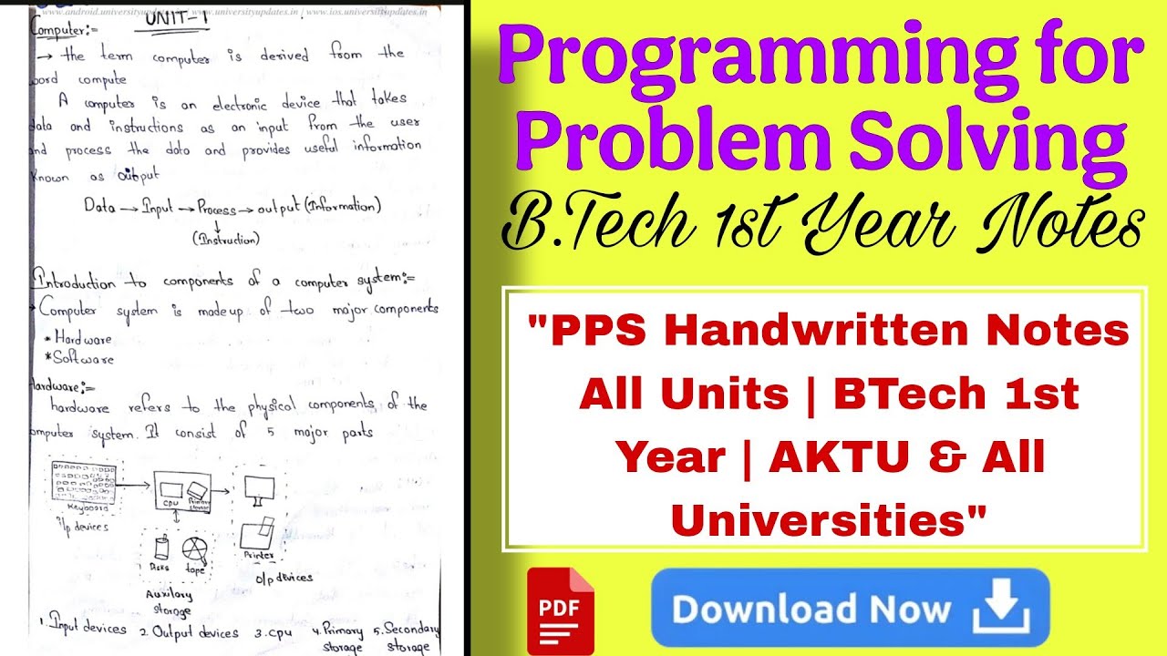 PPS Handwritten Notes All Units | BTech 1st Year | AKTU | Programming for Problem Solving