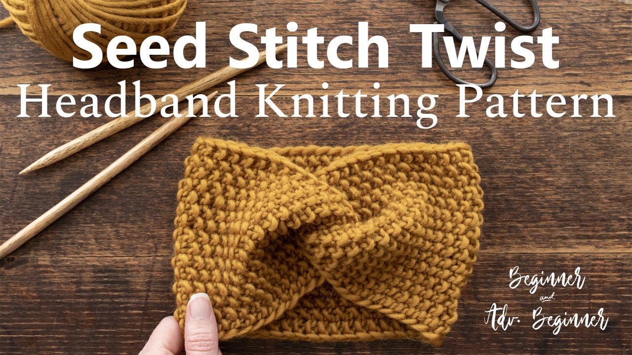 Beginner Seed Stitch Twist Headband FREE Knitting Pattern Video Tutorial