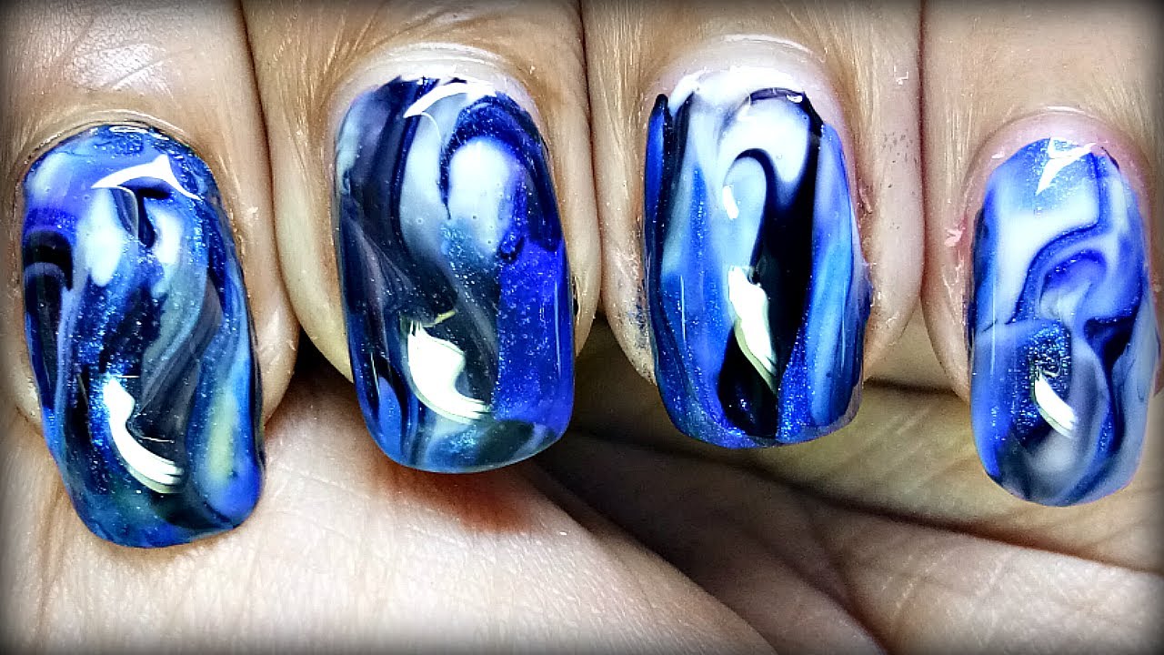 Easy Blue MARBLE NAIL ART DESIGNS Tutorial 2017