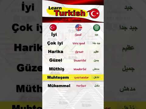 Basic Compliment Words In Turkish | كلمات الاطراء الاساسية باللغة التركية