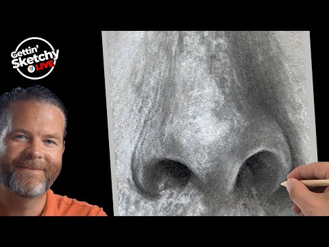 Drawing a Nose with Black Pencils and White Charcoal - Live Drawing Exercise