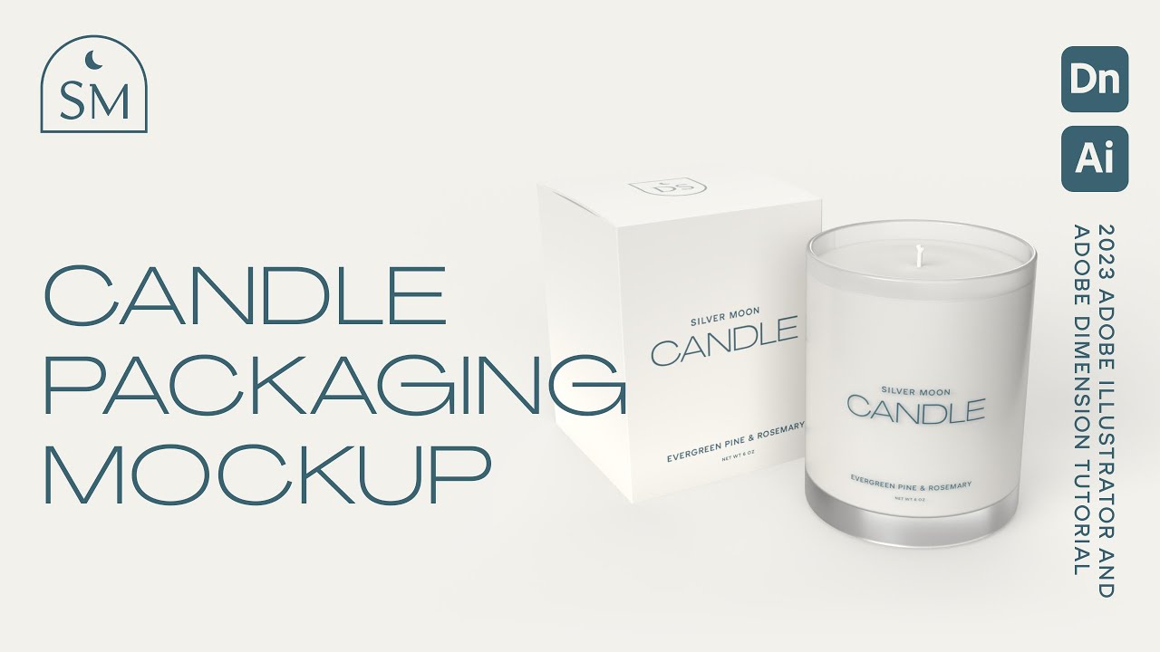 Candle Packaging Design 3D Mockup Using Adobe Illustrator and Adobe Dimension