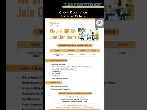 🚀 Torrent Power Hiring 2025 🔥 | Jr. Executive/Executive Admin Jobs in Surat | Apply Now