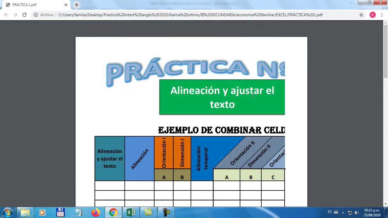 Cómo enviar práctica de Excel en PDF