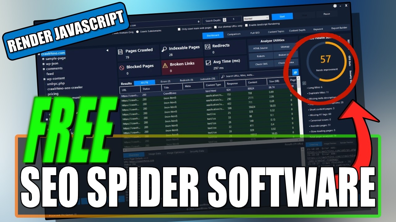 SEO Spider Software: Free JavaScript Rendering Crawl Tutorial
