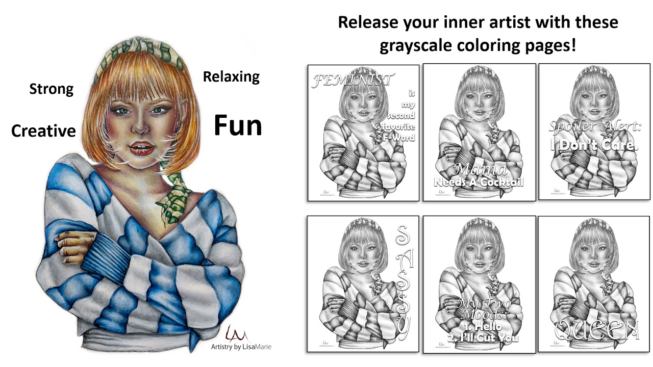 Woman In Stripes: Coloring Pages from Artistry by Lisa Marie