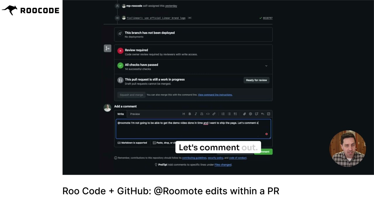 Roo Code GitHub @Roomote PR Edits