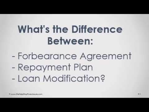 What is the difference between forbearance agreement, repayment plan and loan modification