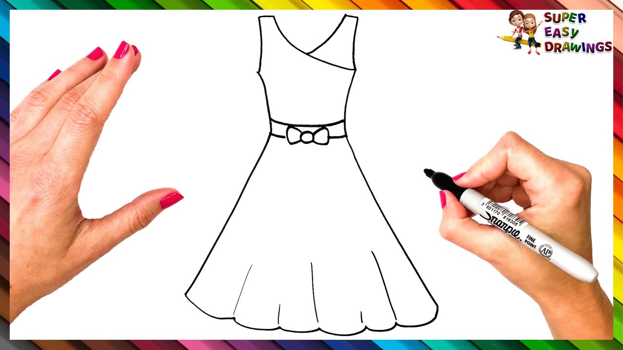 How To Draw A Dress Step By Step 👗 Dress Drawing Easy