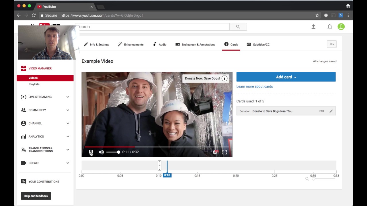 Donation Cards & End Screens for Nonprofits on YouTube