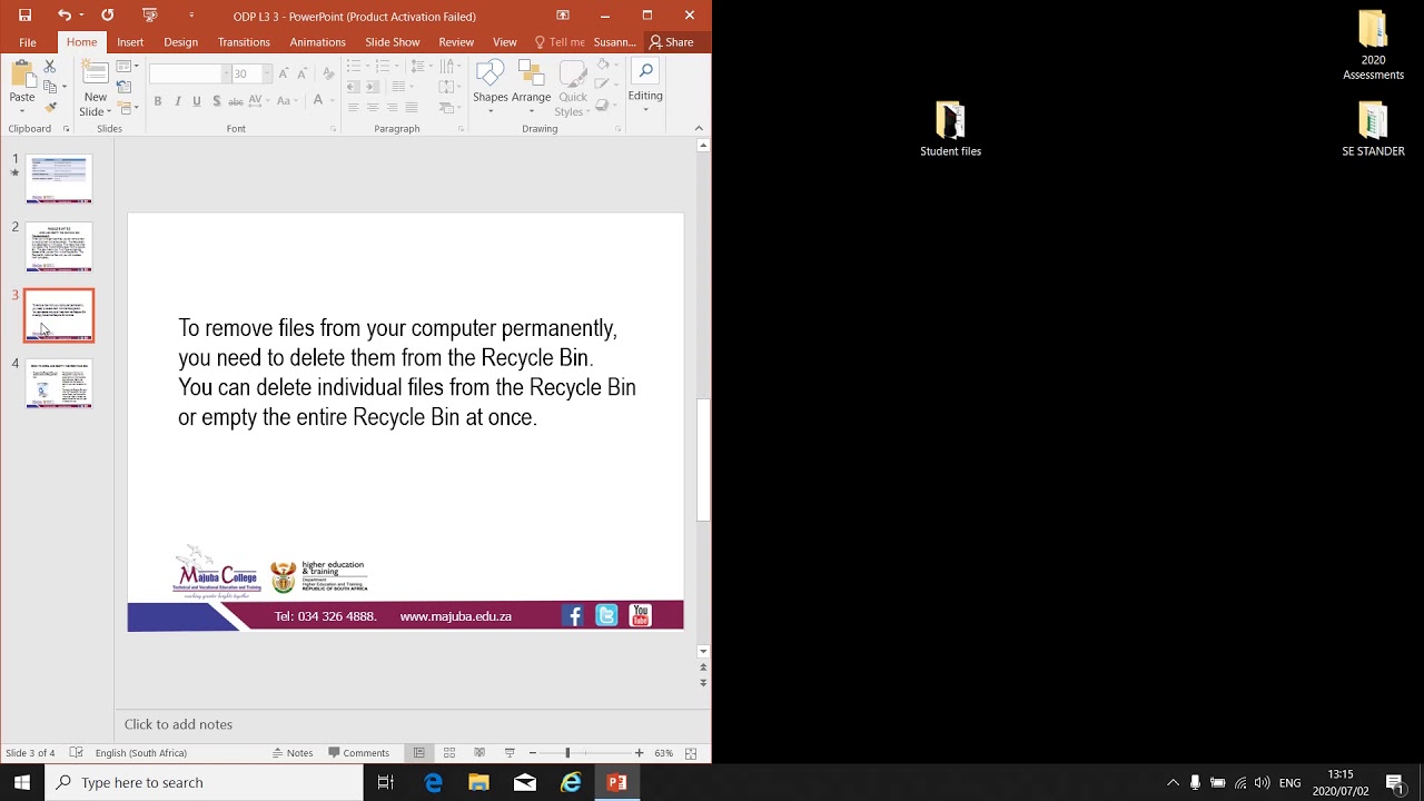 Office Data Processing L3 File Management Topic 3 Module 5 Unit 5.3 Page 68- 88-Mrs SE Stander