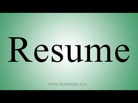 Pronounce Resume as an Australian