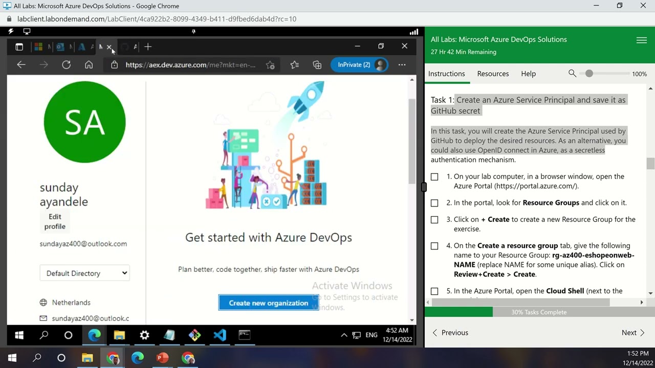 Implementing Github Actions for CICD Lab6 AZ400 202212part1