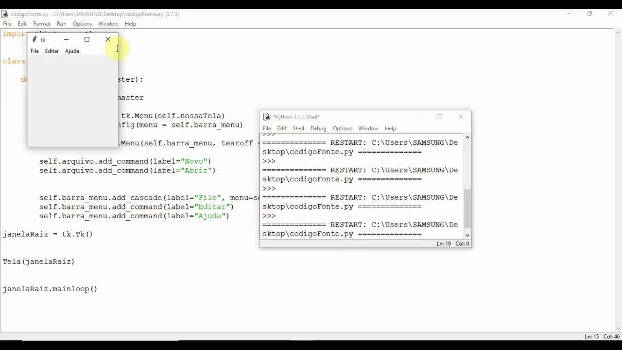 Interfaces Gráficas com Python 14 - Menus