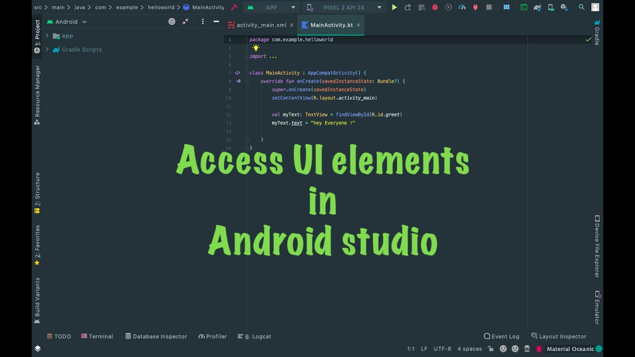 Access UI elements in Android studio