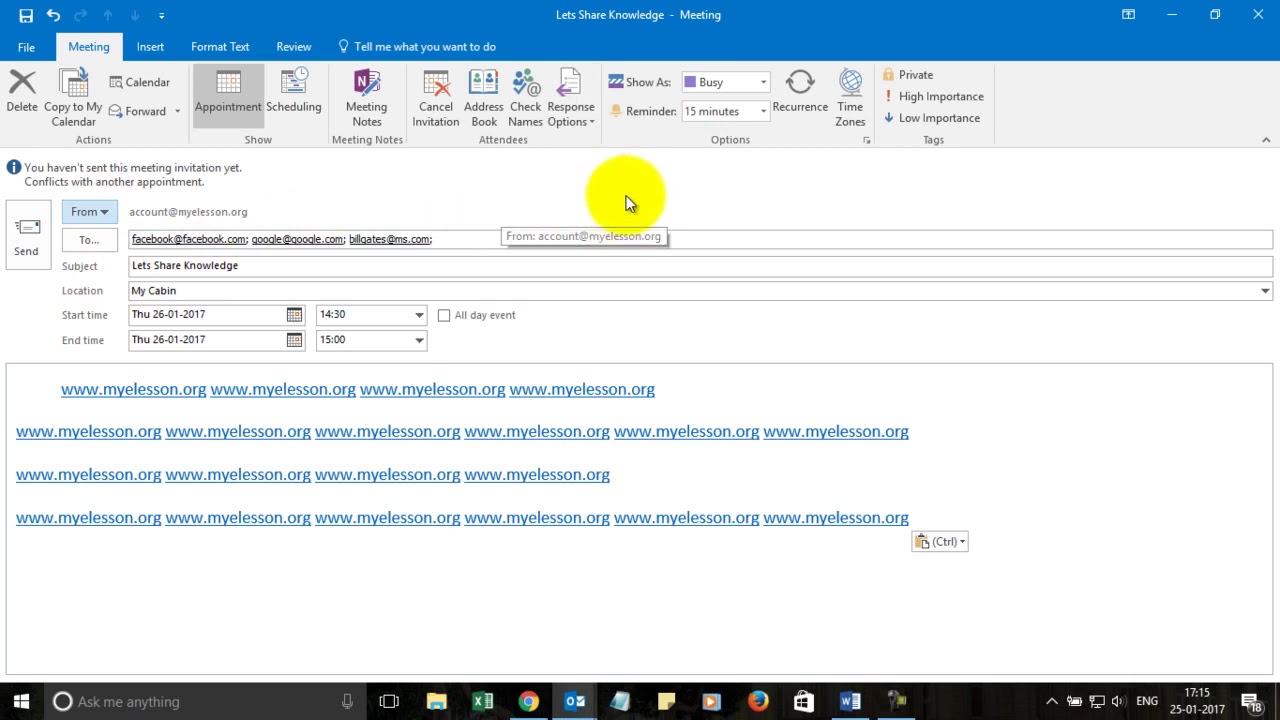 How To Create Meeting In Outlook Learn Excel Course Ms Word Course And Ms Excel Course Myelesson
