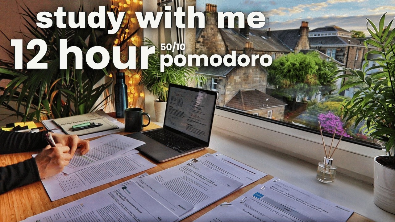 12-Hour LIVE Study With Me 🎓 | Cozy UK Ambience |50/10  Pomodoro Timer | Deep Work Mode
