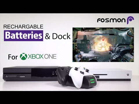 Rated #1 Xbox One S / Xbox One Charging Station Fosmon with 2 x Rechargeable Batteries C-10659