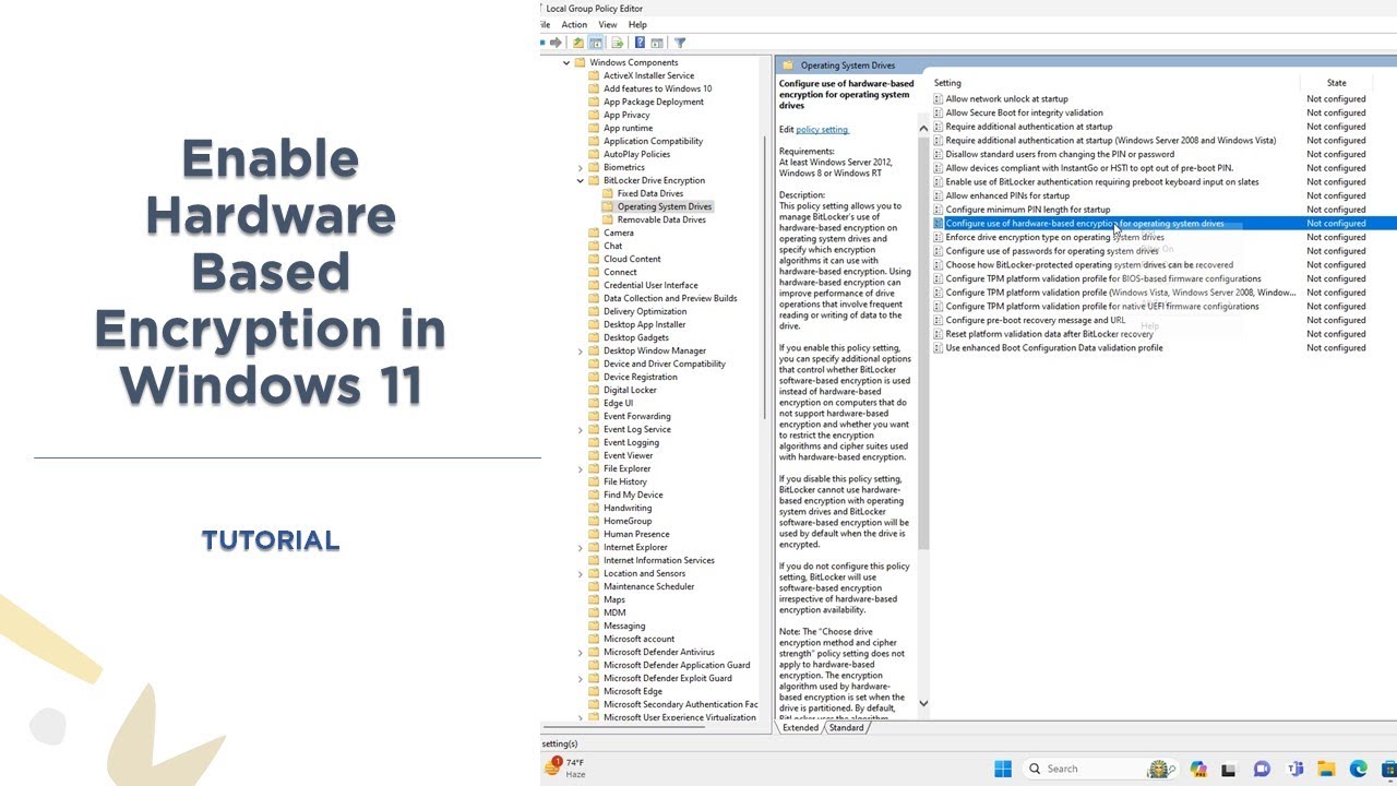 Enable Hardware Based Encryption in Windows 11