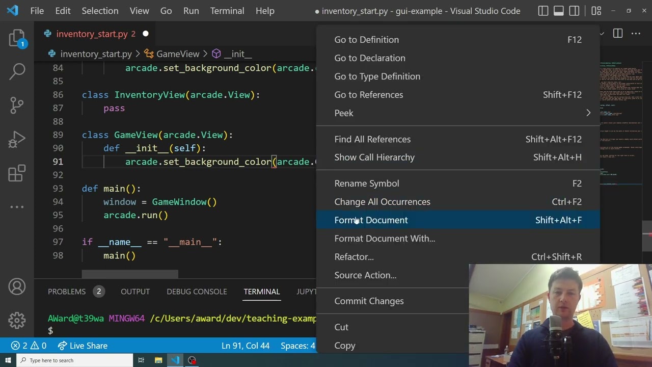 Make an inventory system with Python Arcade