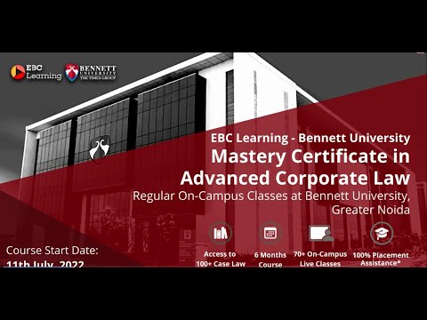 EBC Learning - Bennett University Mastery Certificate in Advanced Corporate Law