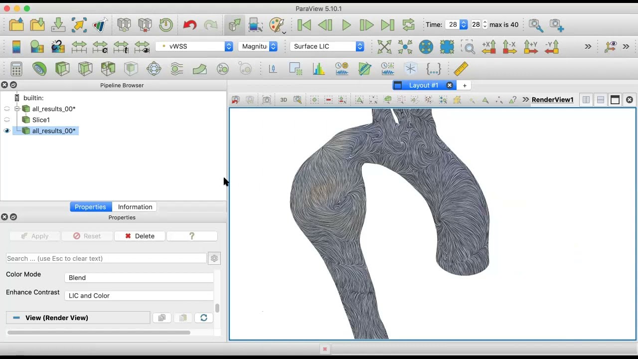 Advanced fluid flow vector field visualization in ParaView