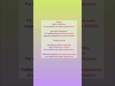 walk in interview for us health care Bangalore location Manyata Tech park