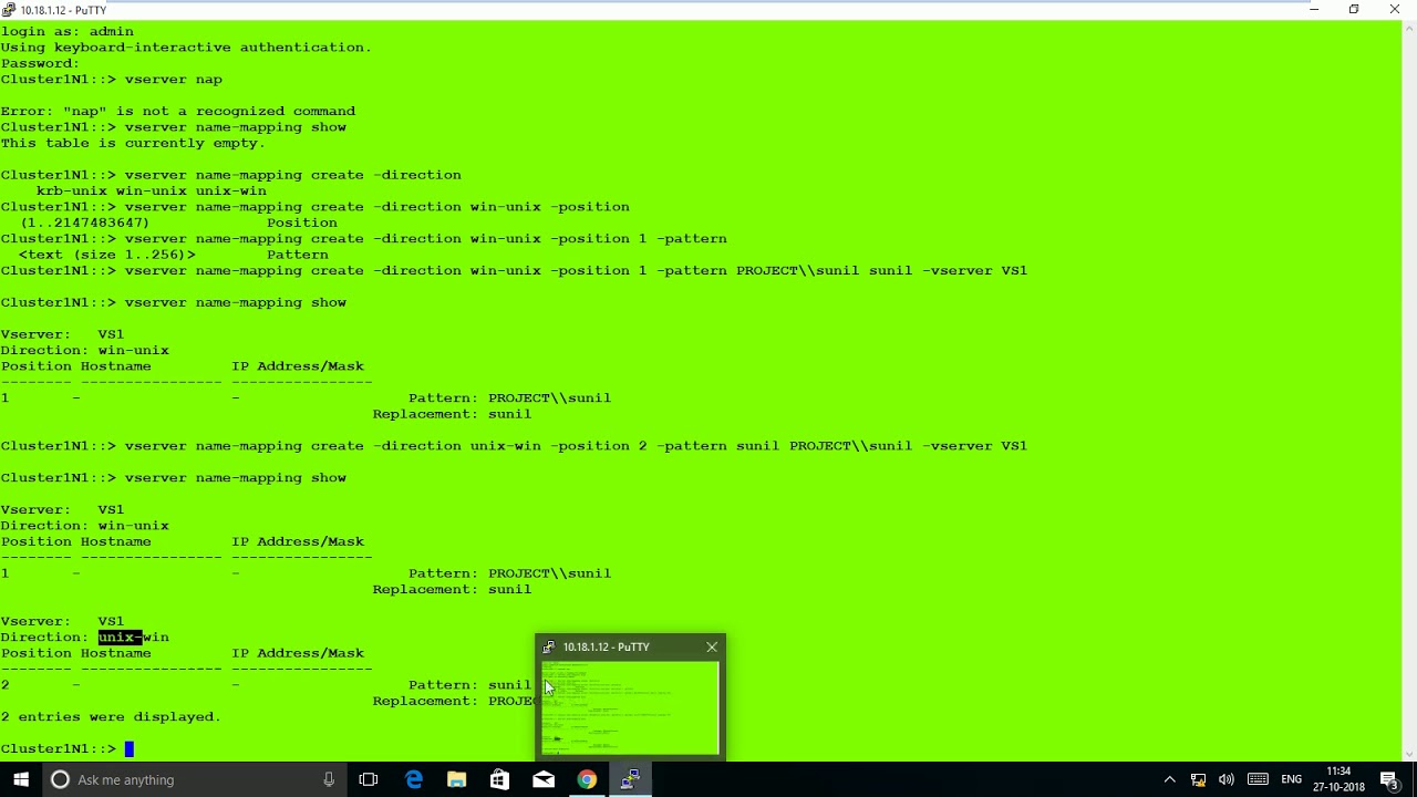 Name Mapping using CLI NetApp Cmode 9.4