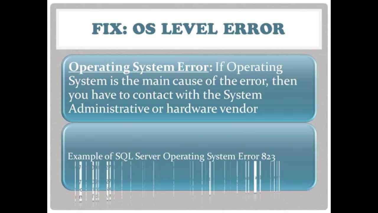 MS SQL Server Fatal Error 823