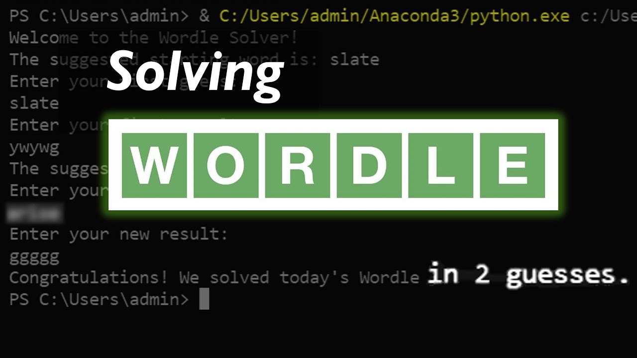 Solving Wordle in under 3 guesses with python