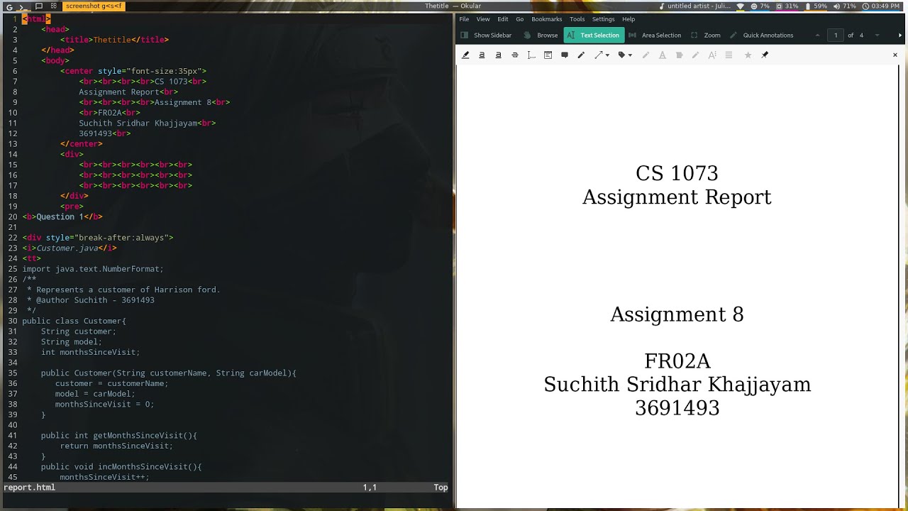 HTML to PDF | Assignment report | Suchith Sridhar