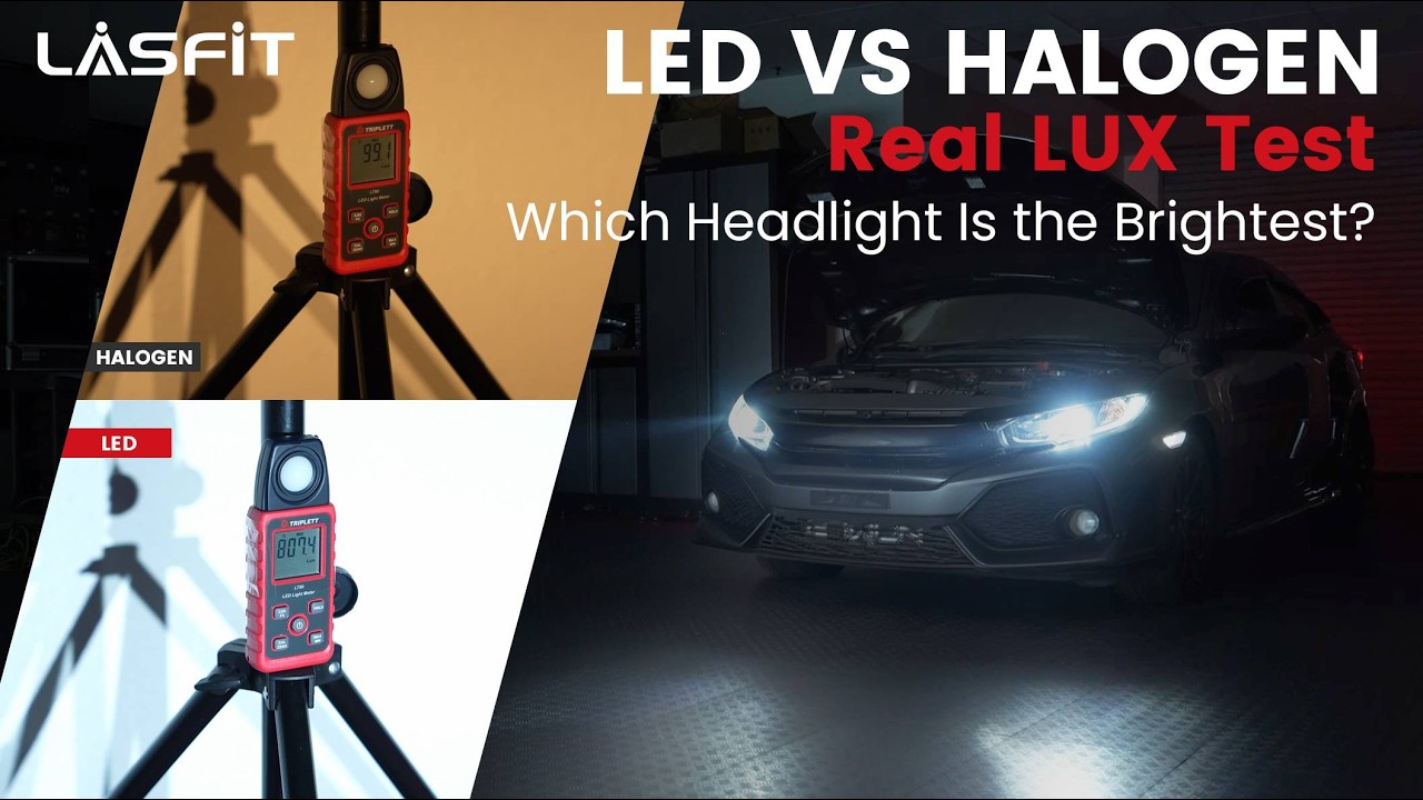 Halogen vs Brightest LED Headlights in Honda Civic | Watch the Real LUX Difference