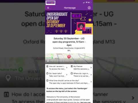 The University of Manchester open day app instructions