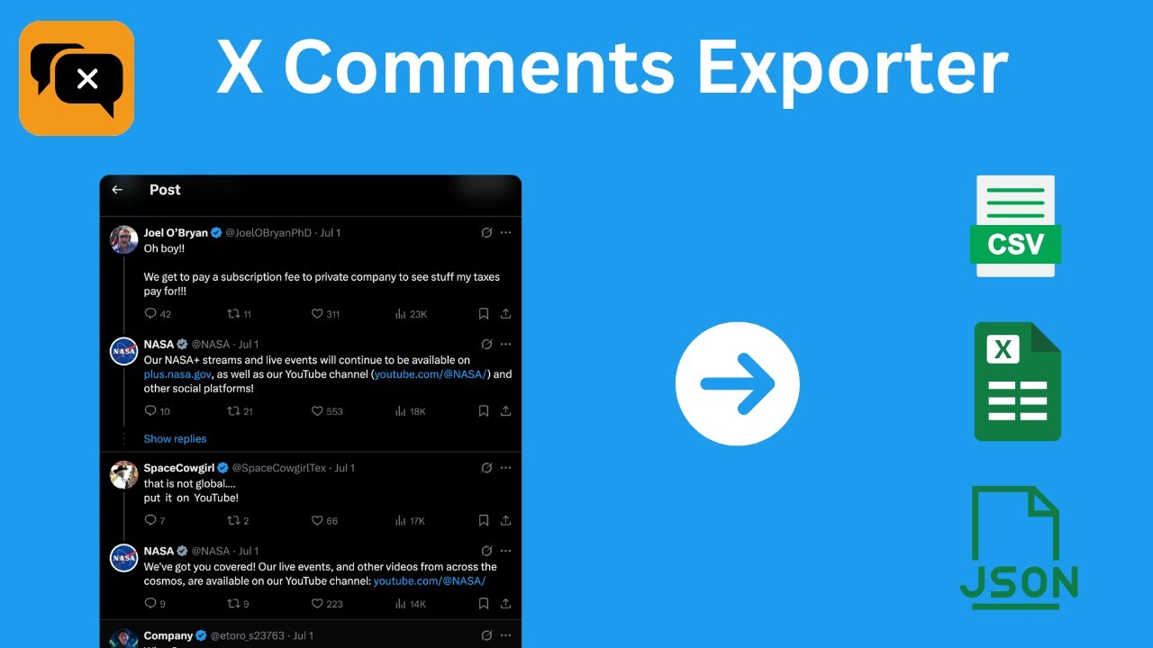 How to bulk export X/Twitter post comments as Excel file?