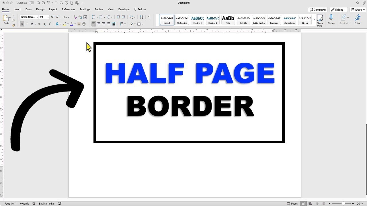 How to add Half Page Border in Word