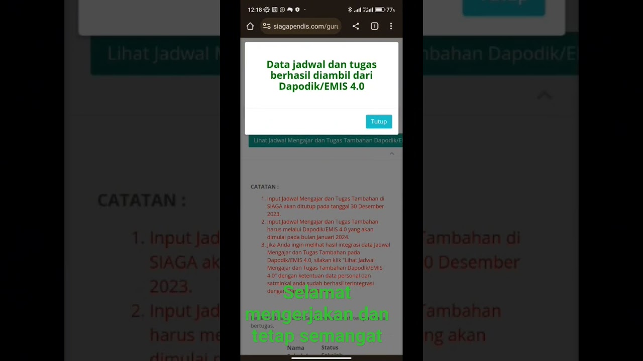 cara download jadwal dapodik di SIAGA