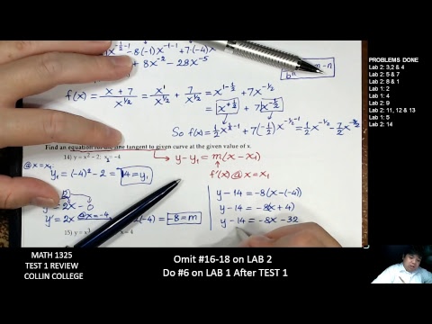 MATH 1325 Test 1 Review COLLIN COLLEGE
