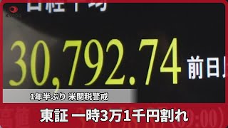 東証、一時3万1千円割れ 1年半ぶり、米関税警戒 全面安、2900円下落 景気後退懸念強まる|47NEWS（よんななニュース）