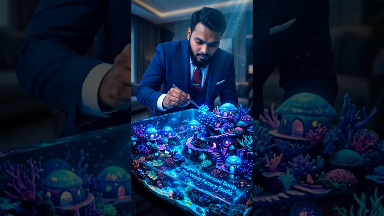 Neon Underwater Glow Village | Tiny World Factory Studio