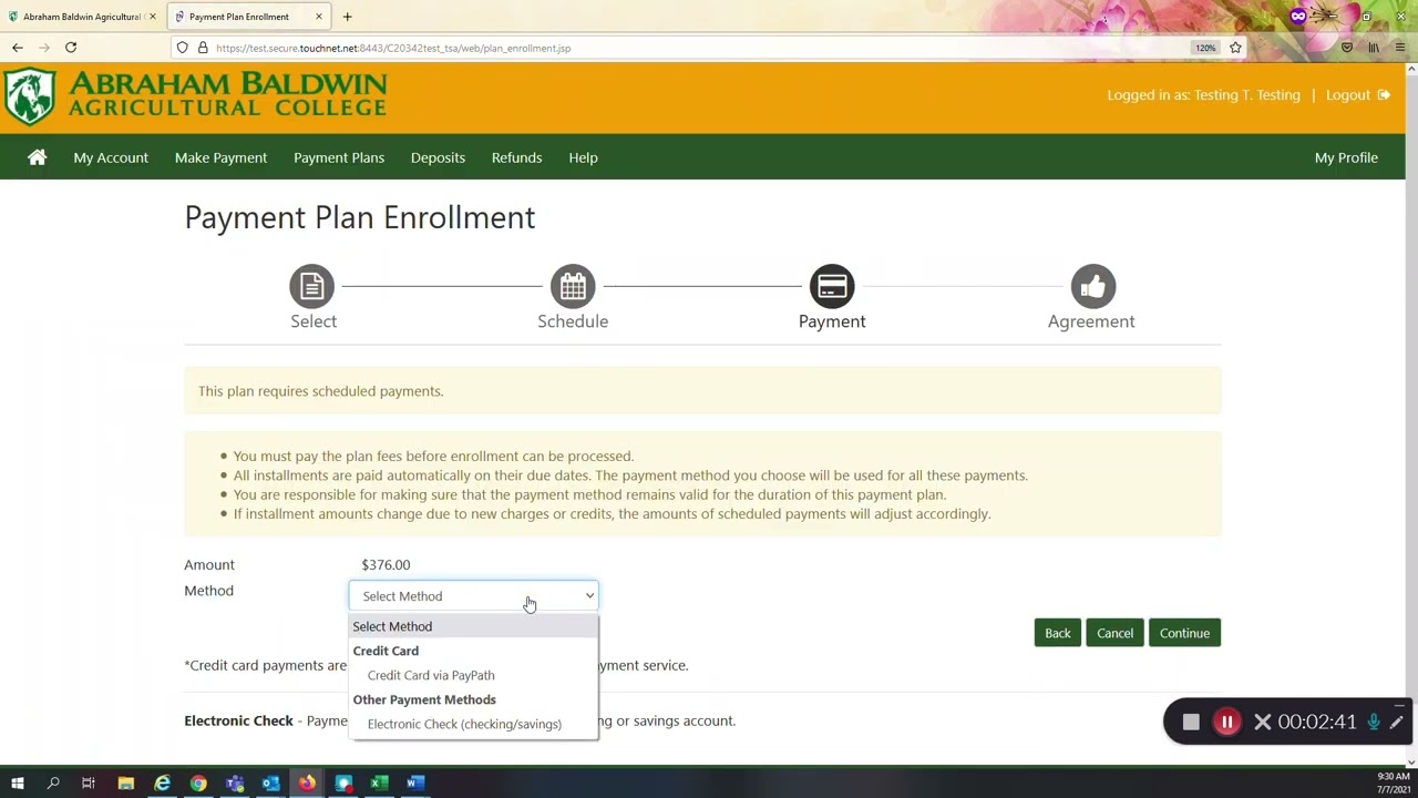 How to Enroll in the ABAC Payment Plan using a Debit/Credit Card