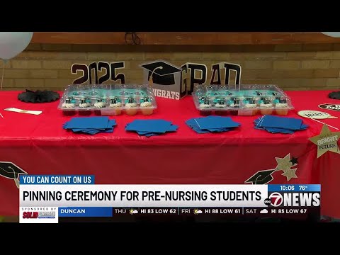 Pre-nursing students celebrate nursing class completion with pinning ceremony
