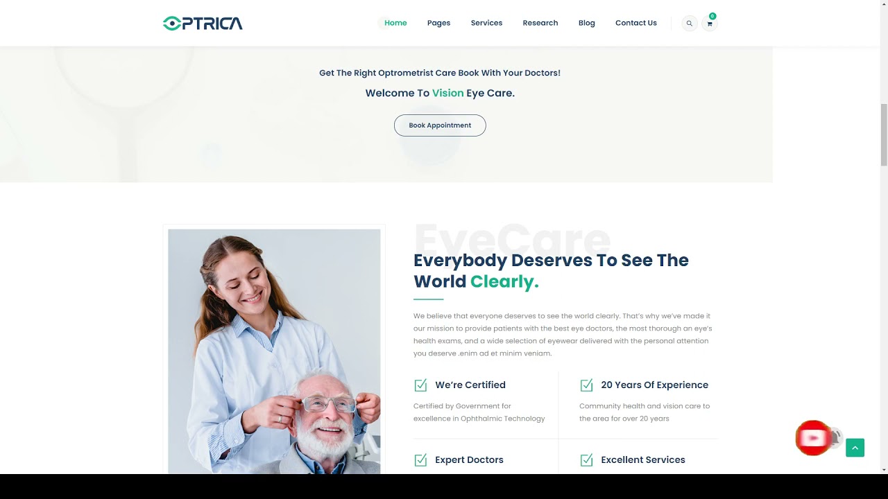 Optrica - Eyecare and Optometrist HTML5 Template Healthcare Website optical store