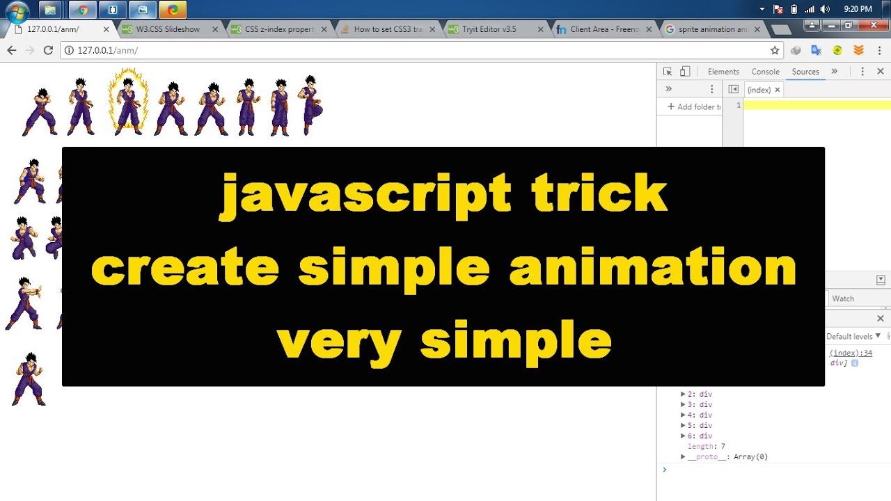 javascript trick  create simple animation sprite image