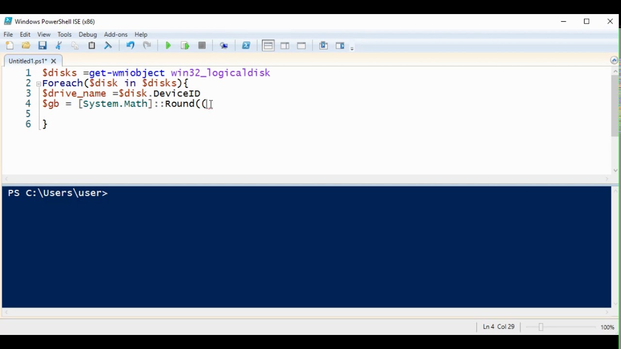 PowerShell to get FreeSpace of disks
